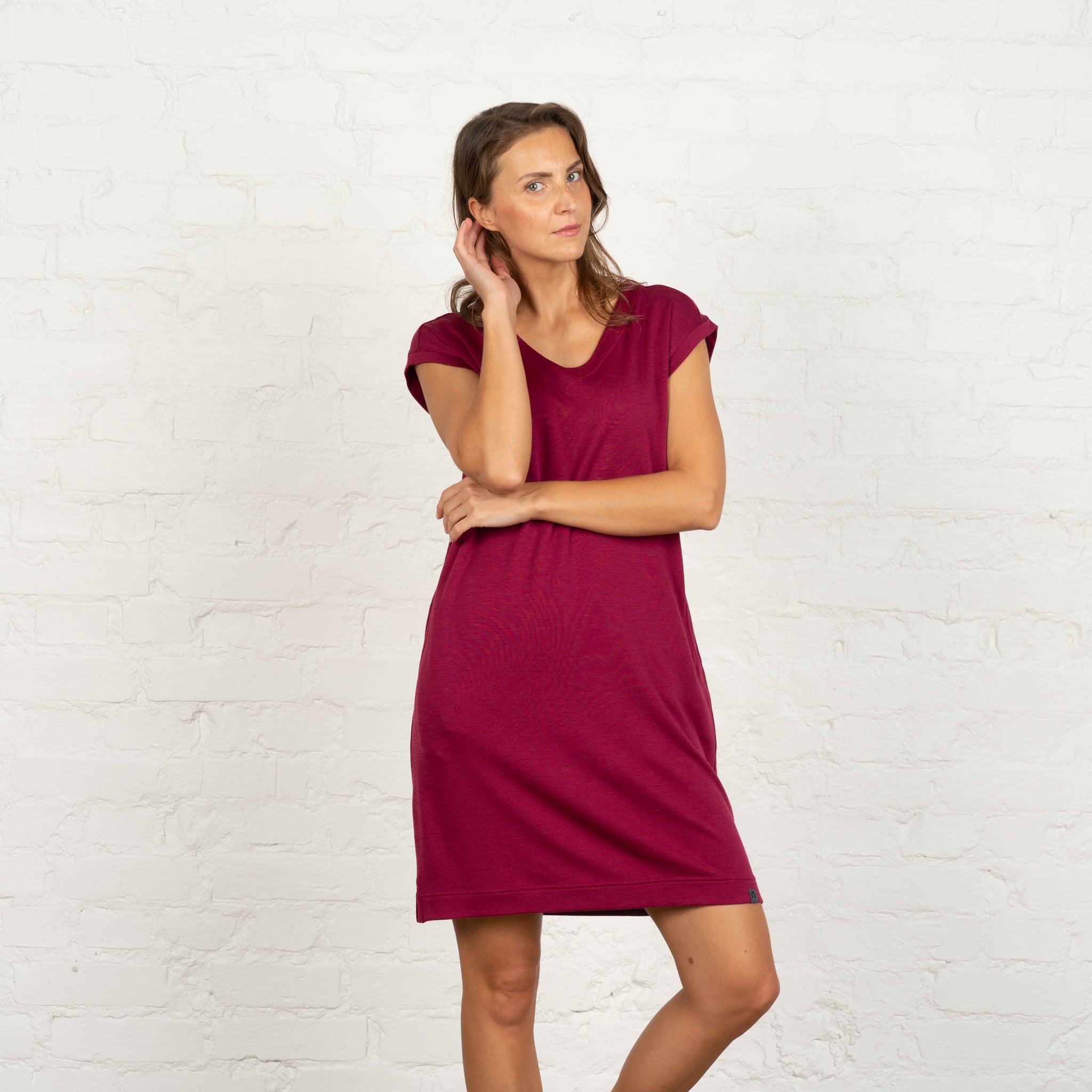 Ros merino dress W - ruby