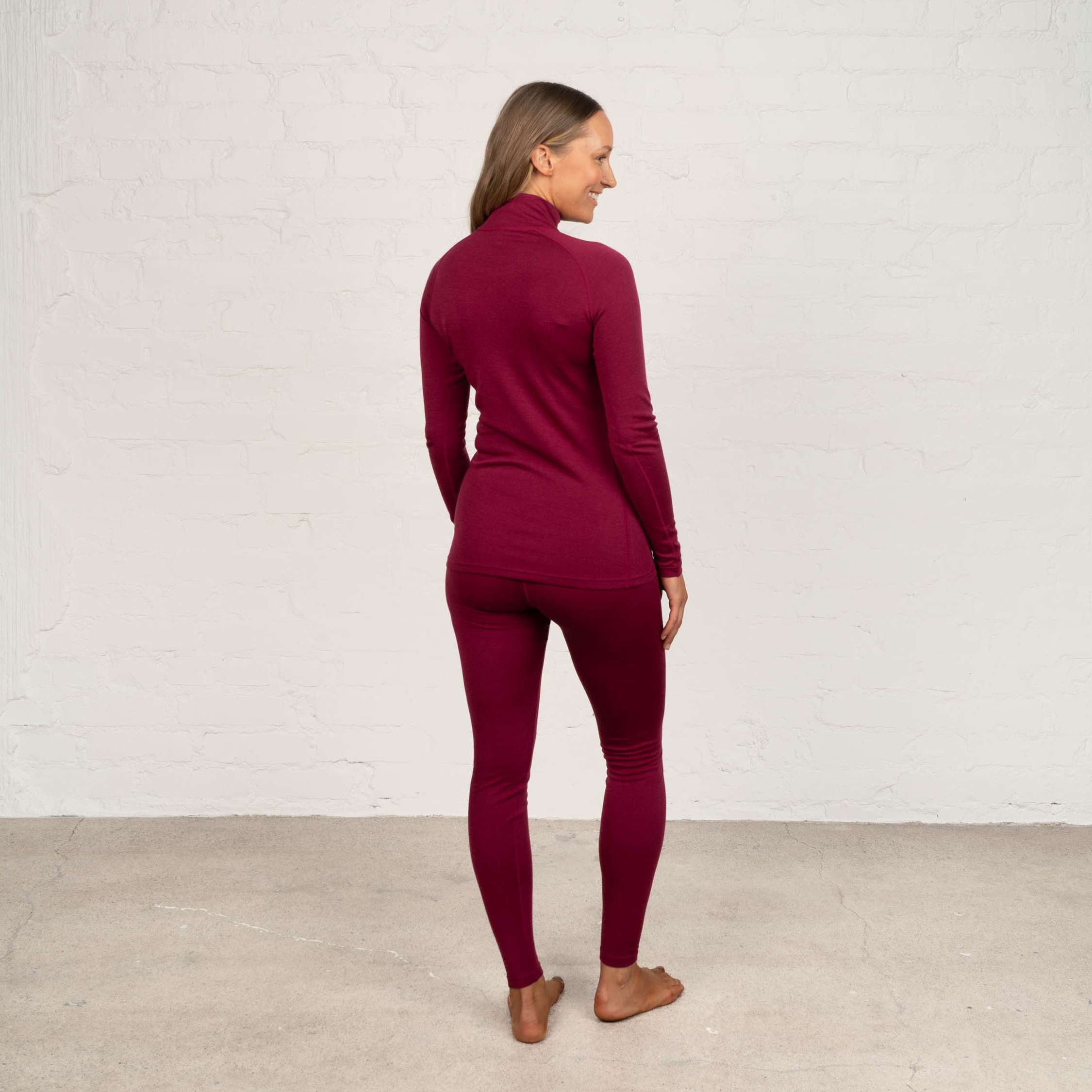 Sensitive 225 merino base layer zip shirt W - ruby