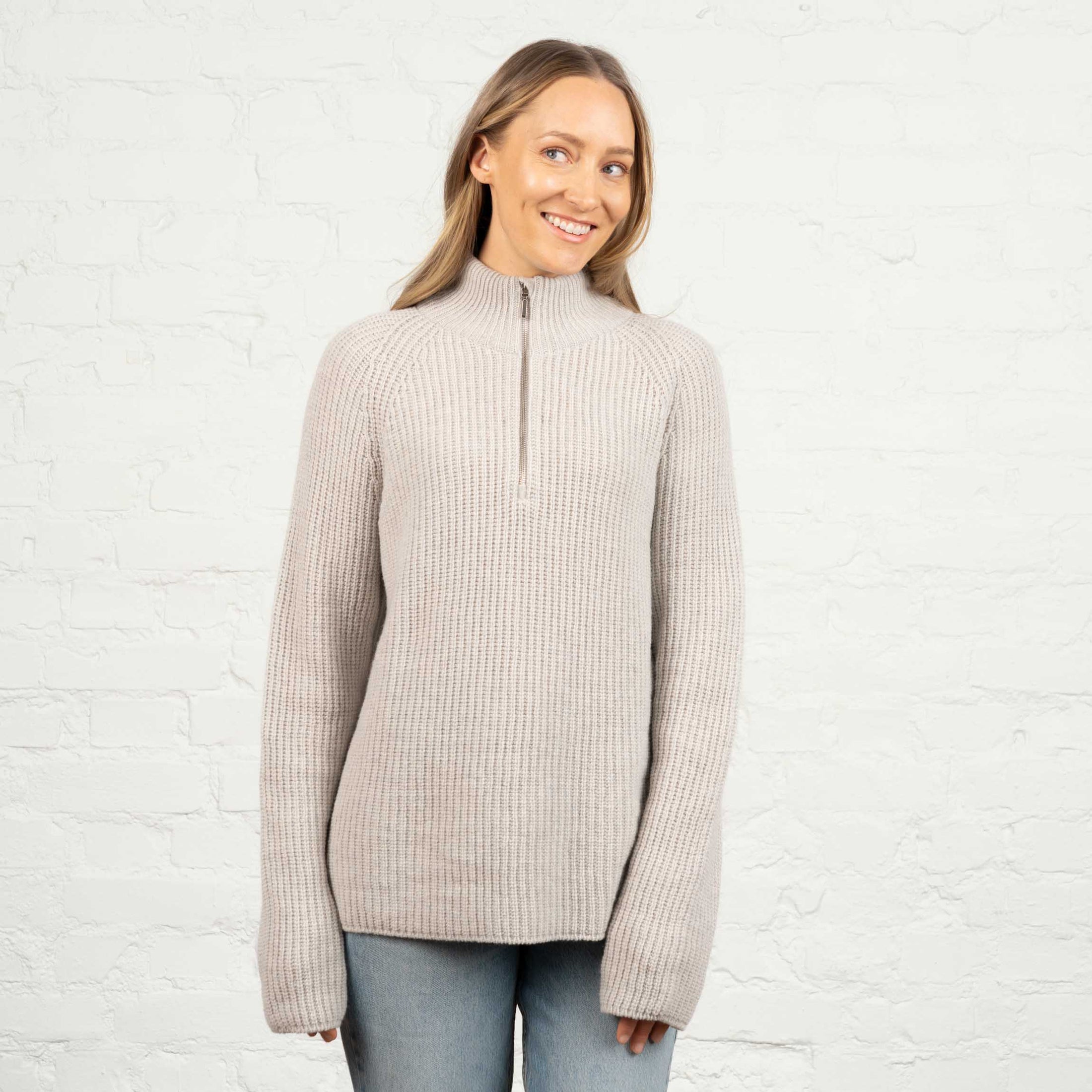 North Outdoor | Magnolia Half Zip Merinoneule W - puuronharmaa