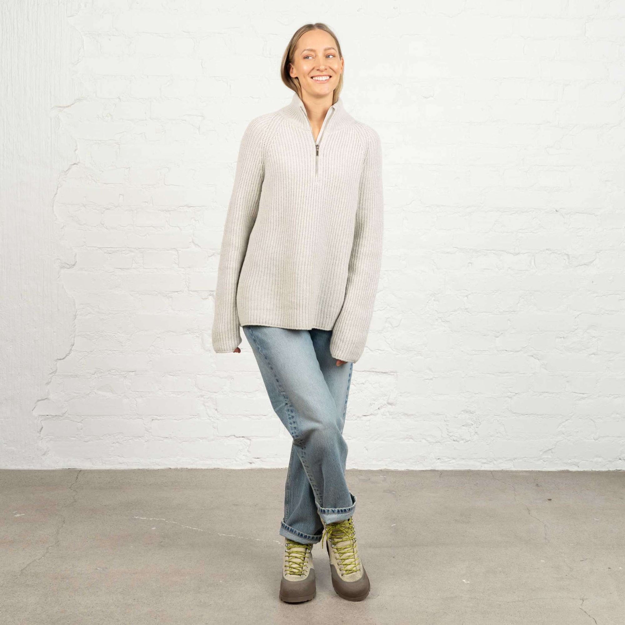 North Outdoor | Magnolia Half Zip Merinoneule W - puuronharmaa