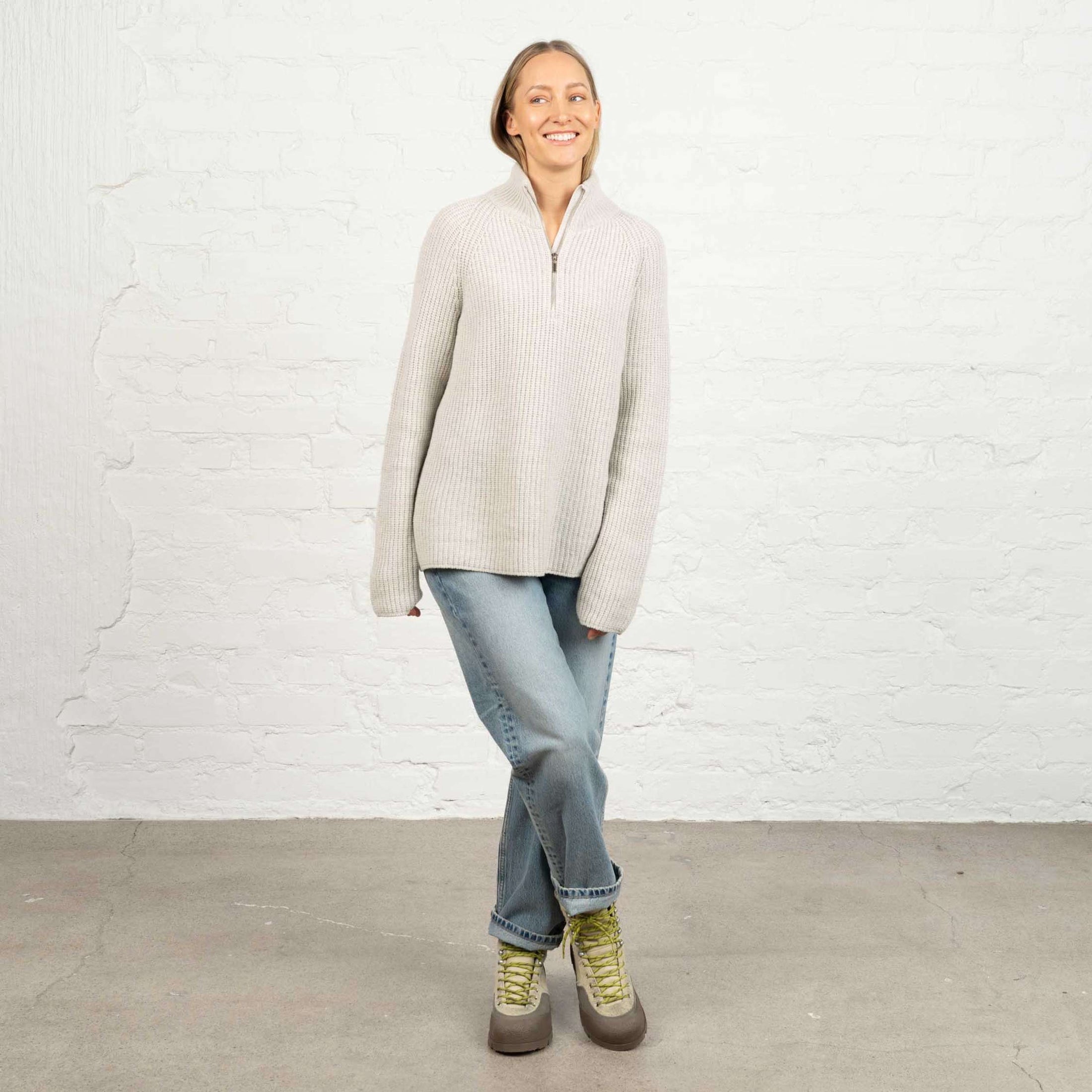 North Outdoor | Magnolia Half Zip Merinoneule W - puuronharmaa
